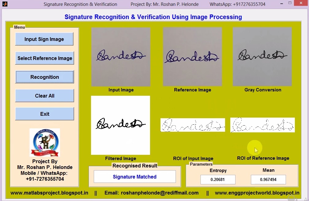 Signature Recognition And Verification Using Image Processing Full