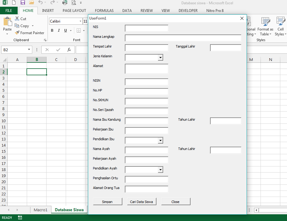 Cara Mudah Membuat Form Input Data Siswa Berbasis Excel dengan VBA ... Cara Mudah Membuat Form Input Data Siswa Berbasis Excel dengan VBA ...
