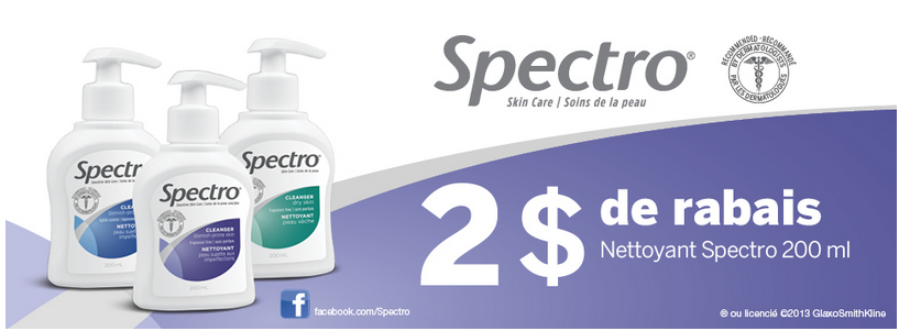 Coupon rabais Québec: Coupon rabais 2$ Spectro Gel
