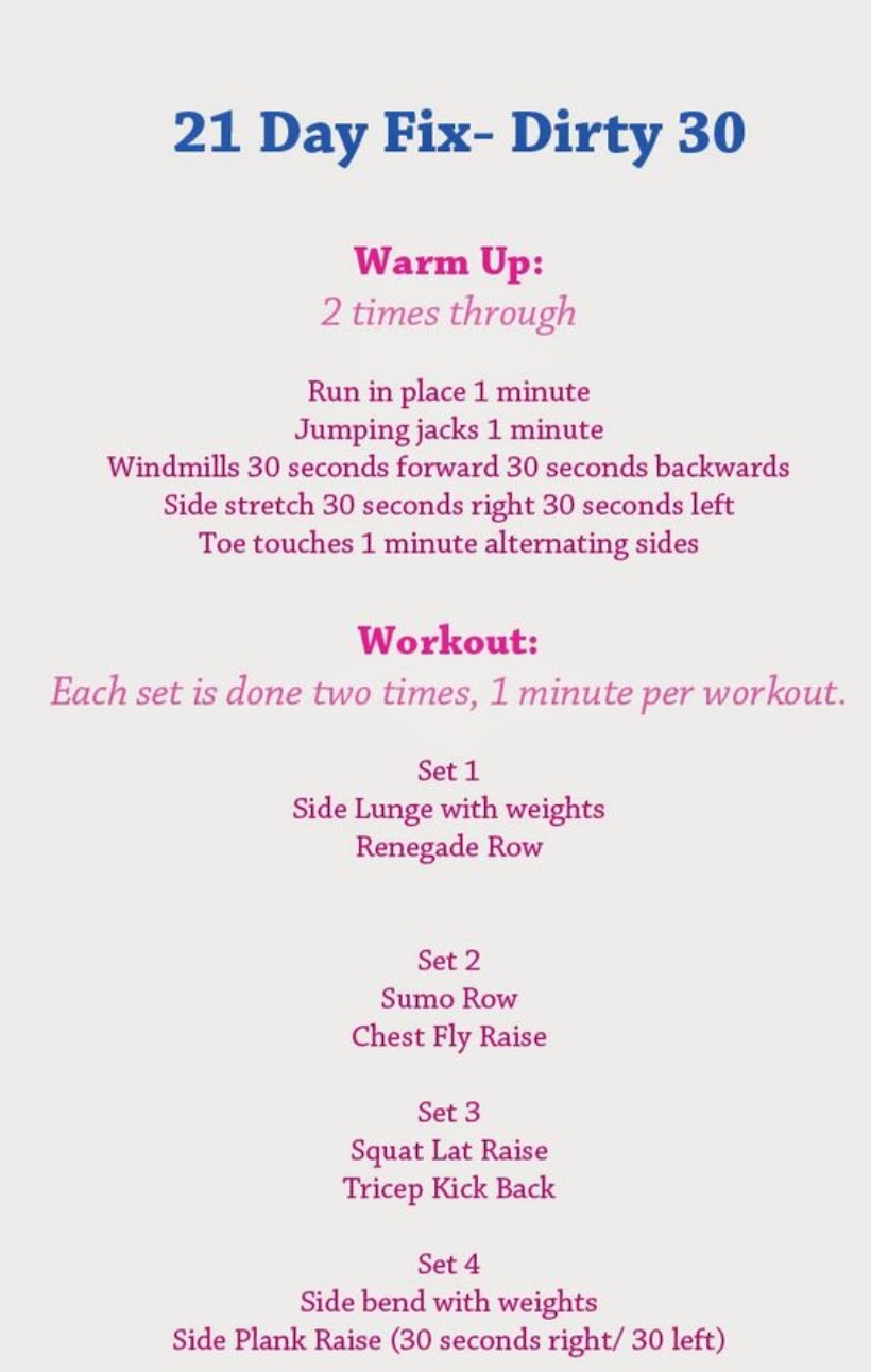 Cardio and Dirty 30....21day Fix weekend