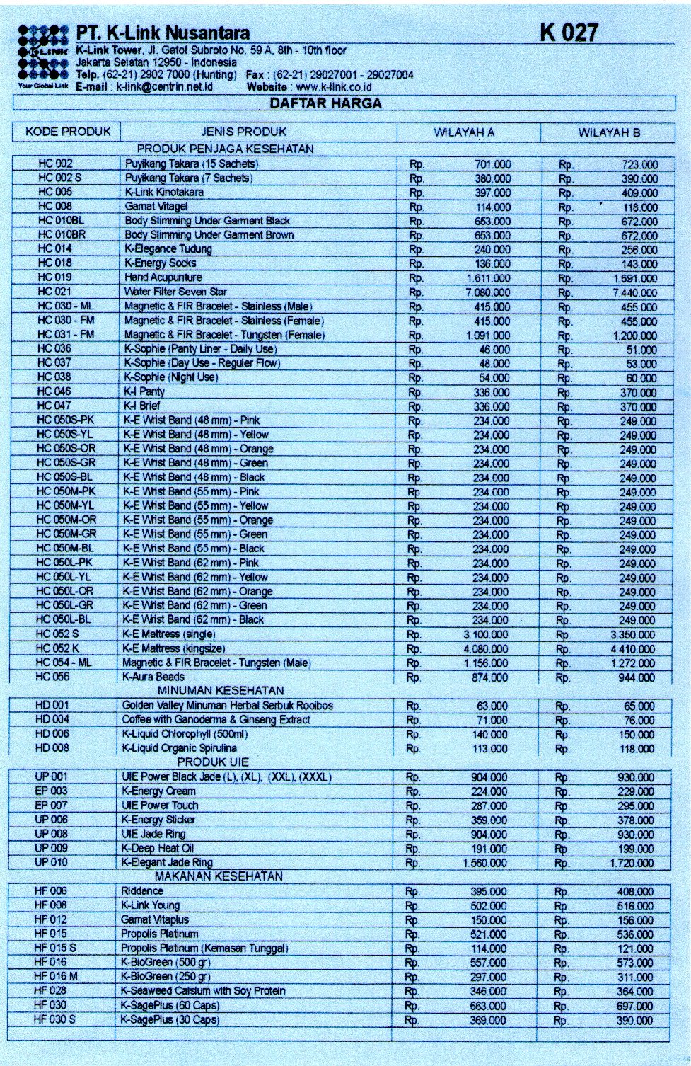 k-link Distributor: Daftar harga produk k-link indonesia