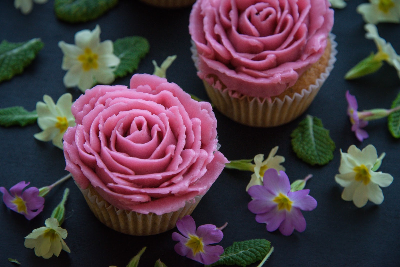 Raspberry Cupcakes With Rose Frosting