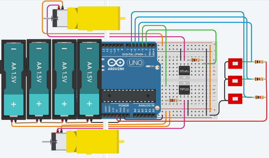 Electrónica Y Programación: Robot seguidor de linea en Tinkercad Circuits