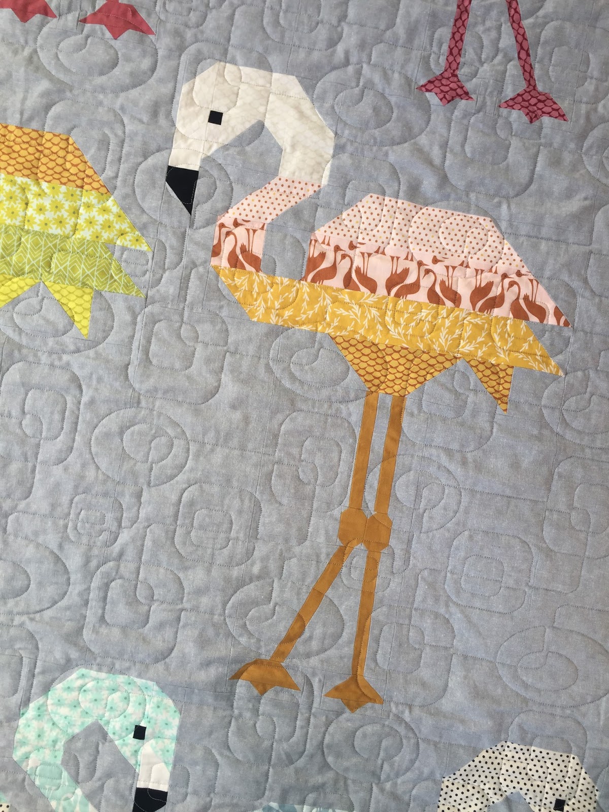 A Blue Sky Kind of Life: Florence Flamingo quilt: A finish!