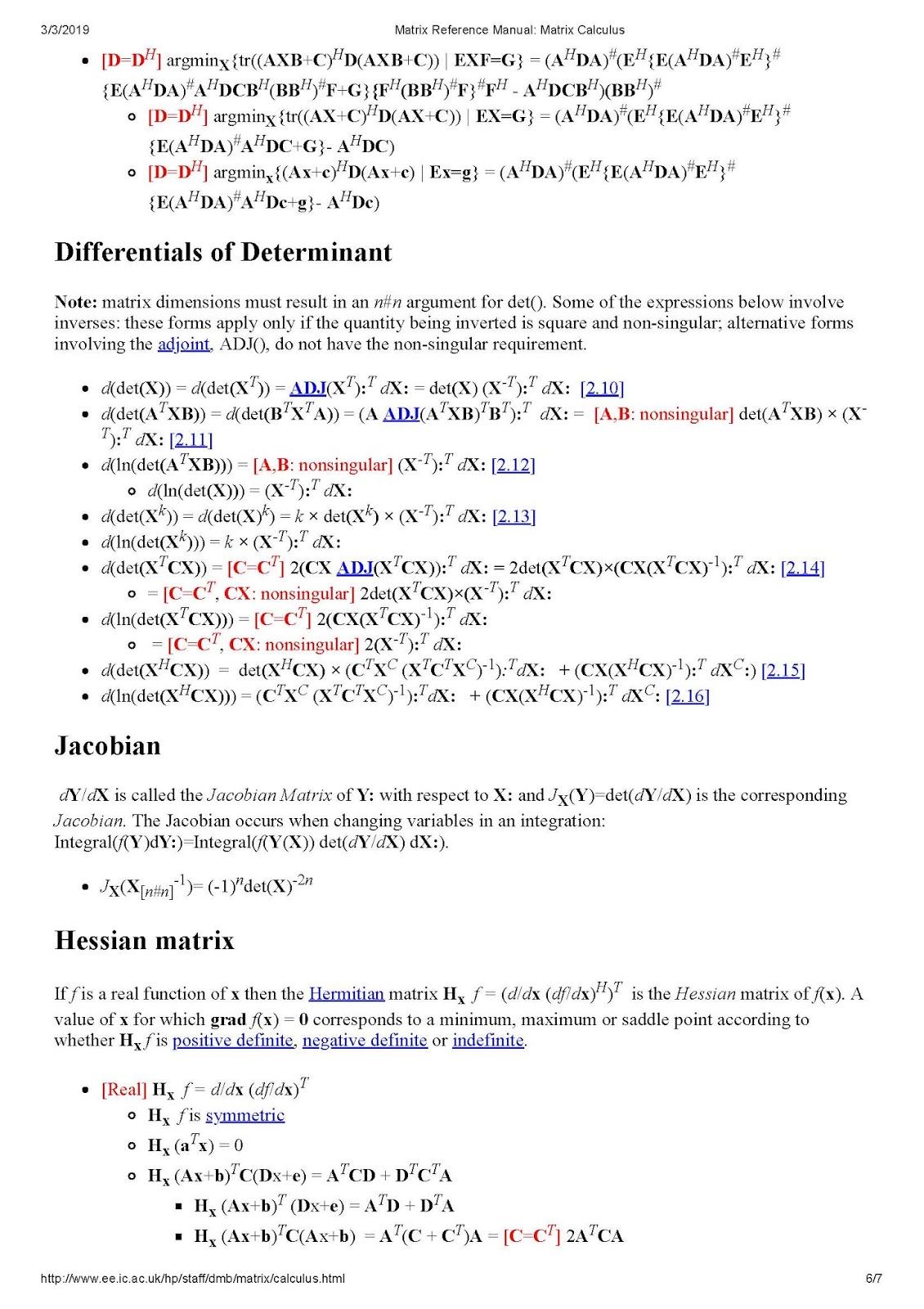 Integral, Measure and Martingale: Matrix Calculus from http://www.ee.ic ...