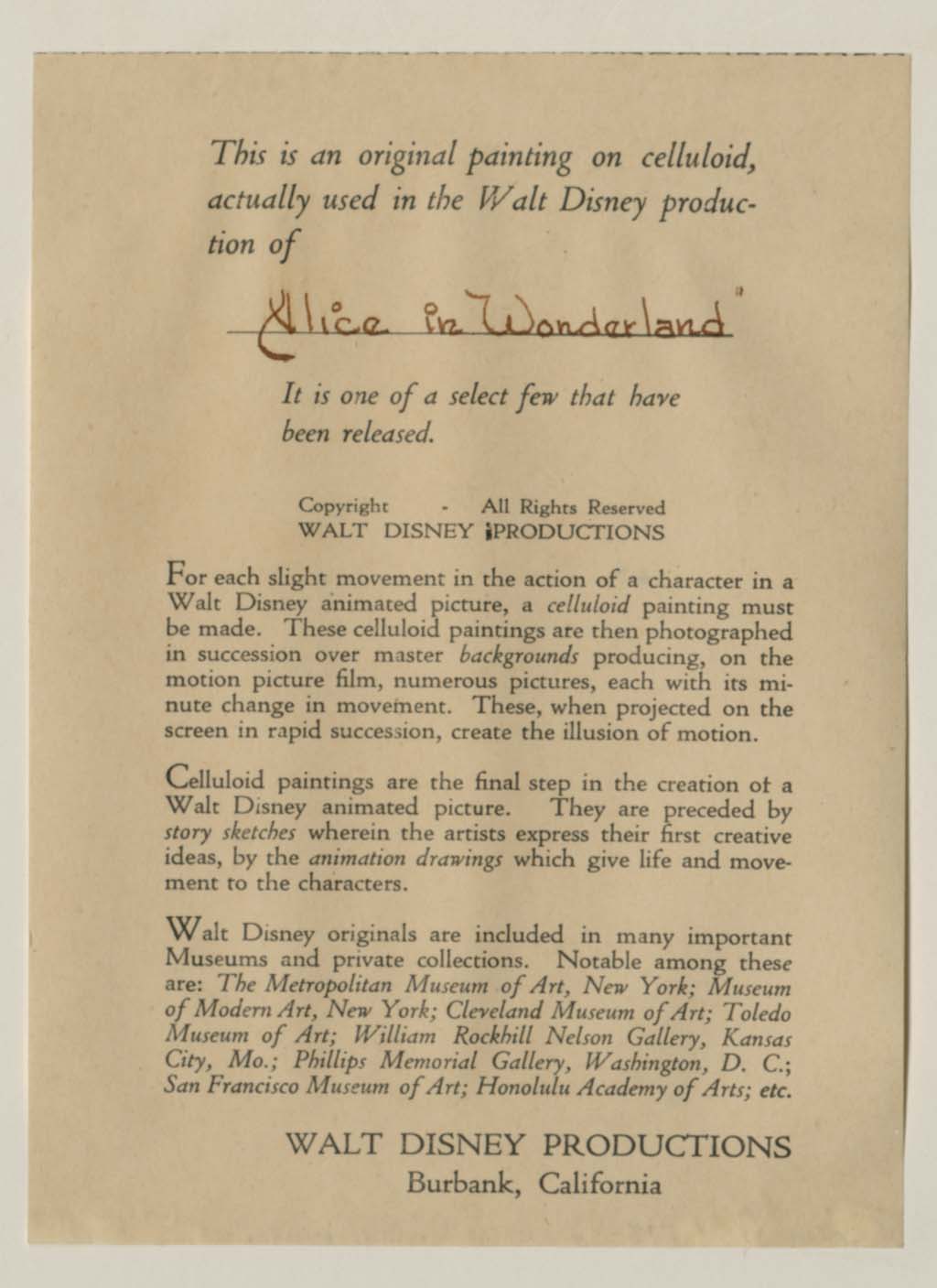 Vintage Disney Alice in Wonderland: One From the Wall - Alice Studio ...