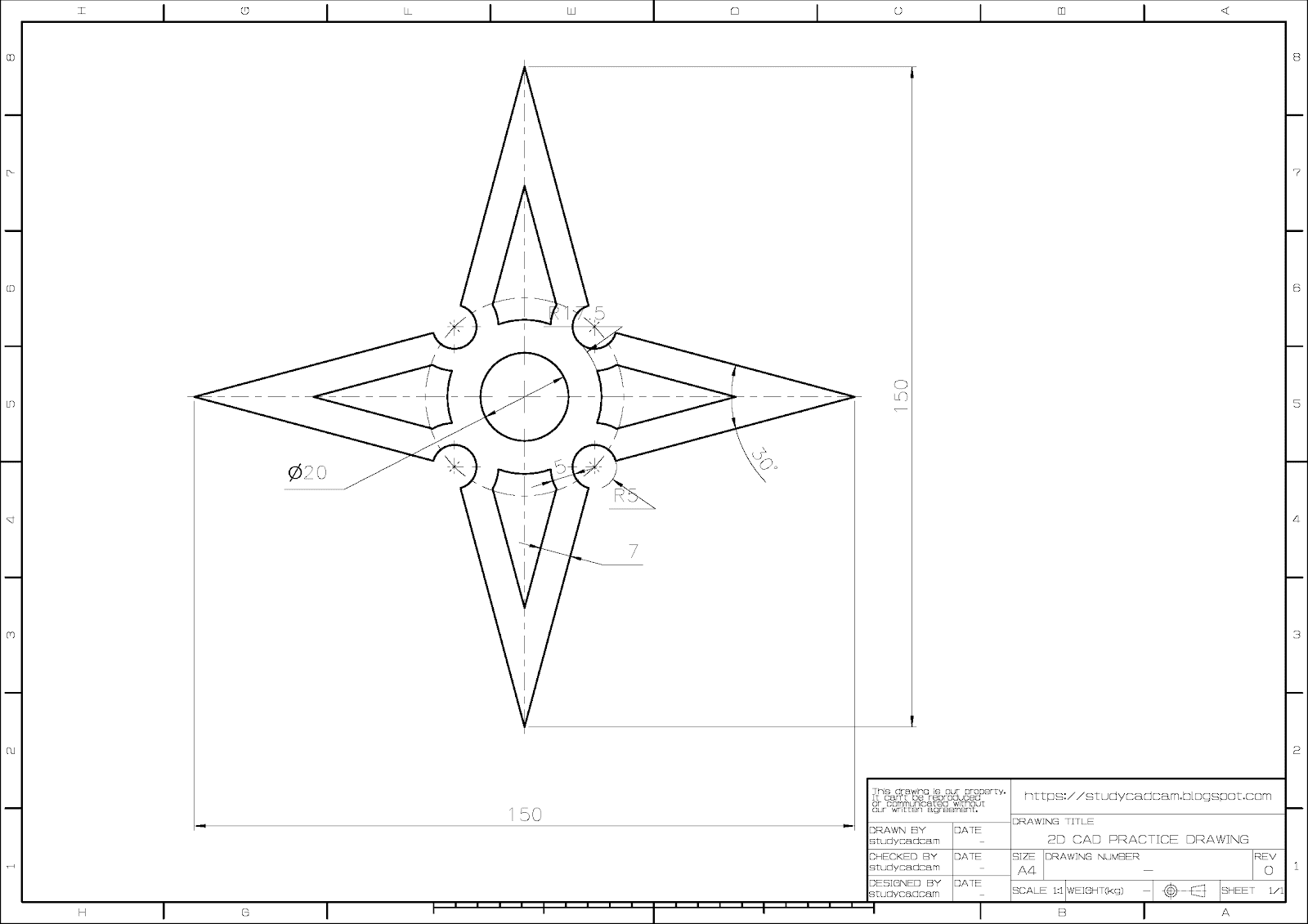 오토캐드연습도면(2D CAD DRAWING PRACTICE) 258 | TUTORIAL GAMBAR TEKNIK
