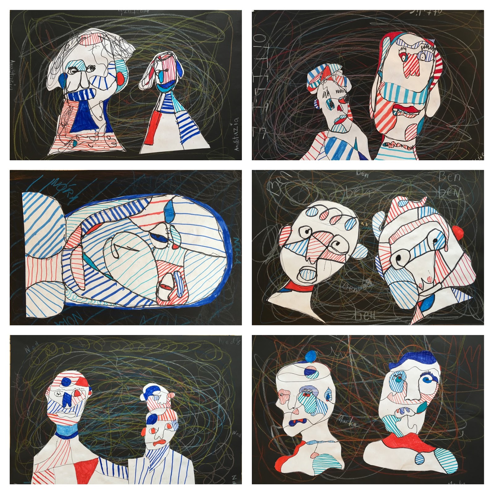 Art Room Britt: Jean DuBuffet Spontaneous Continuous Line Portrait Drawing