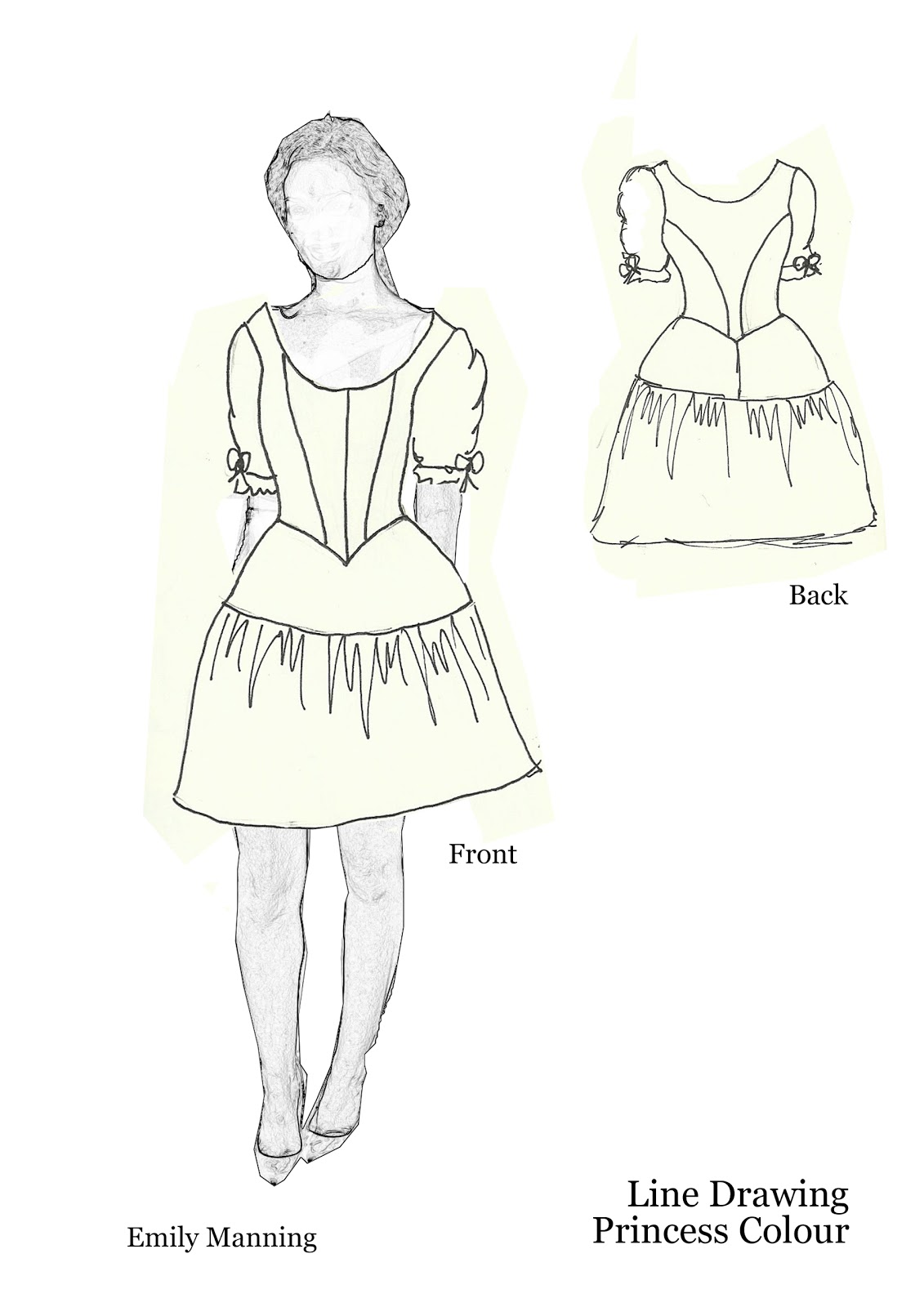 Feather Stitches and French Knots: Base Dress Line Drawings