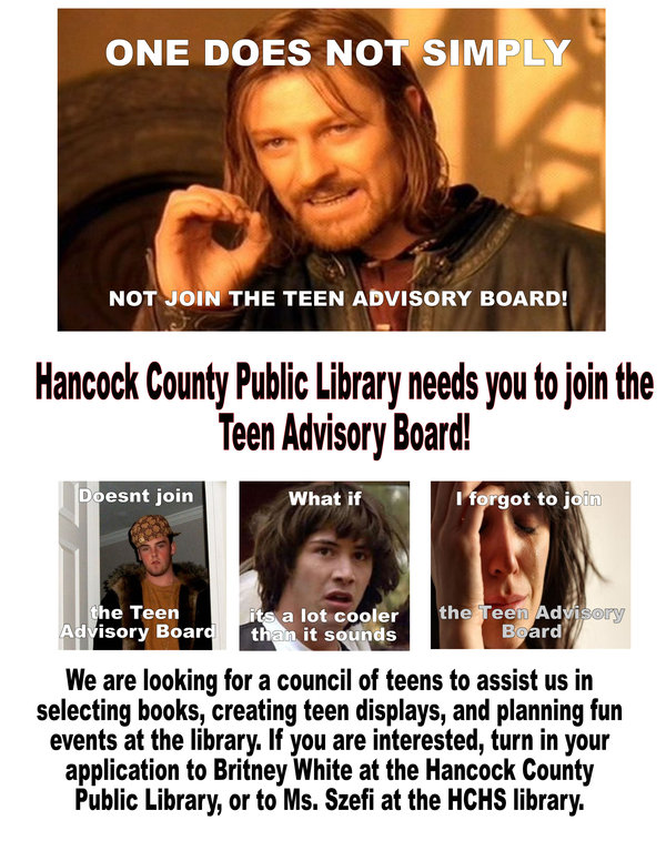 Britney The Librarian: Teen Advisory Board Promotion Begins!