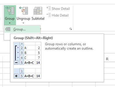 MS Excel: Grouping | To add , Remove expand collapse button in MS Excel