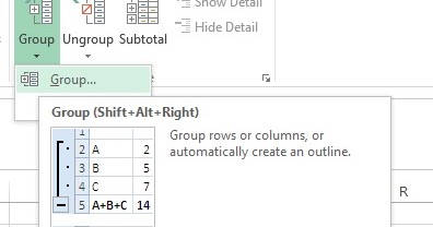 MS Excel: Grouping | To add , Remove expand collapse button in MS Excel