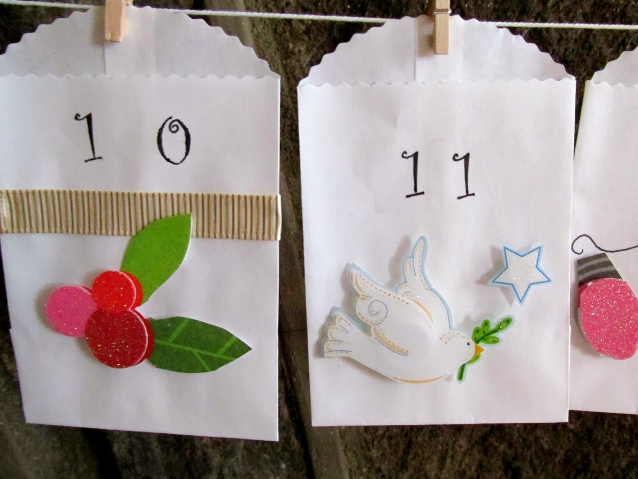 Cute Advent Calendar Using Little White Envelopes - Crafts a la mode