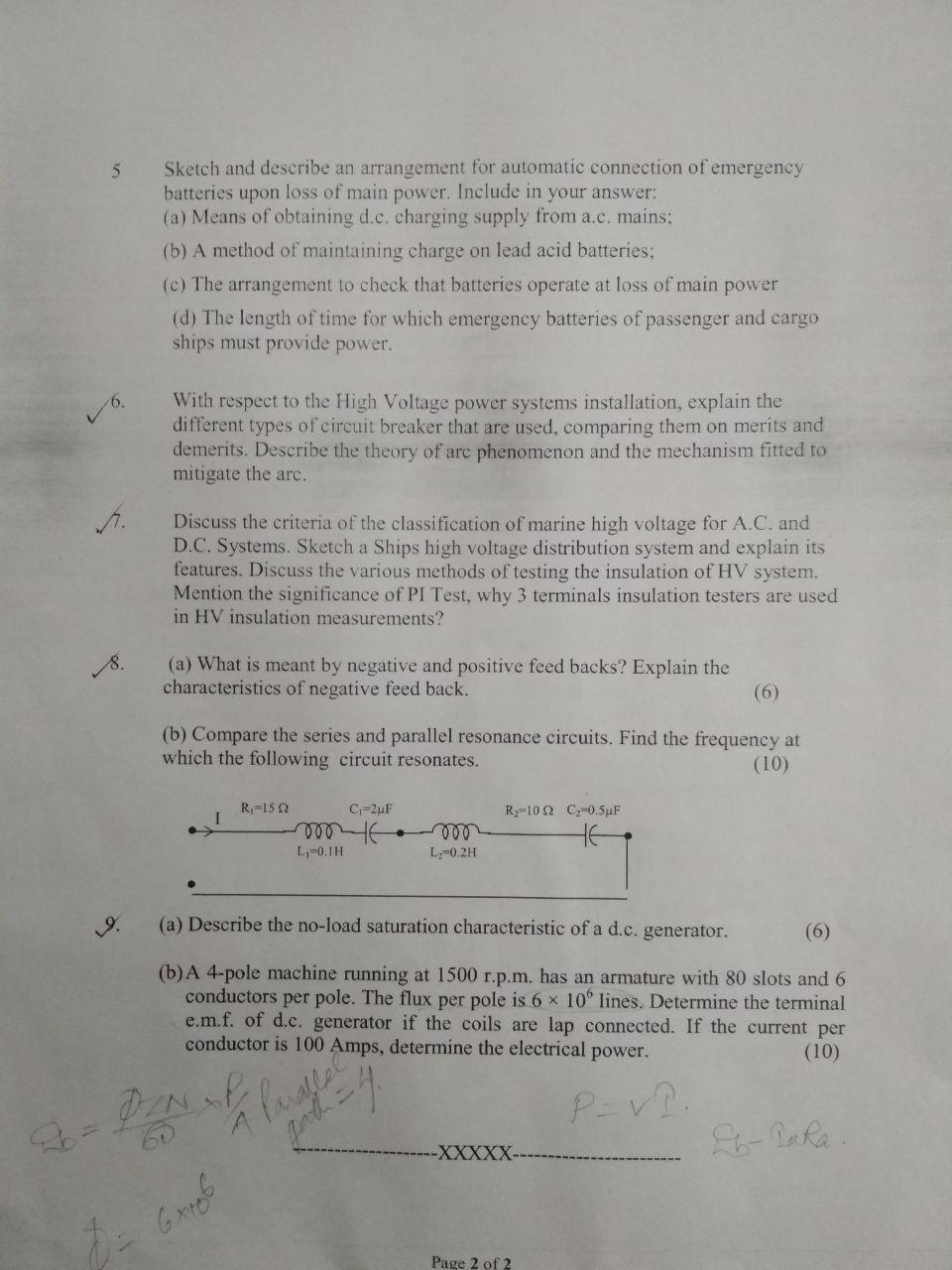 Electrical ⚡💡- MEO Class 2 Papers