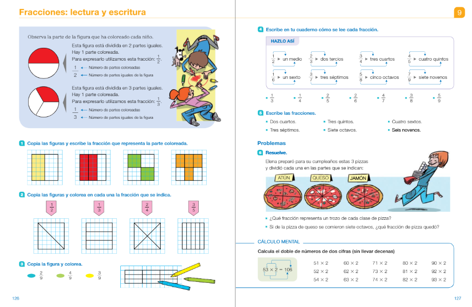 Diario de 3º A: Fracciones: lectura, escritura y comparación