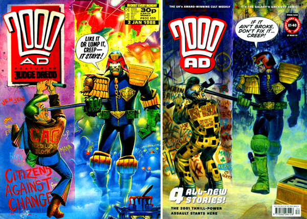 I love comic covers: Homage: 2000 AD #555 / 2000 AD #1234