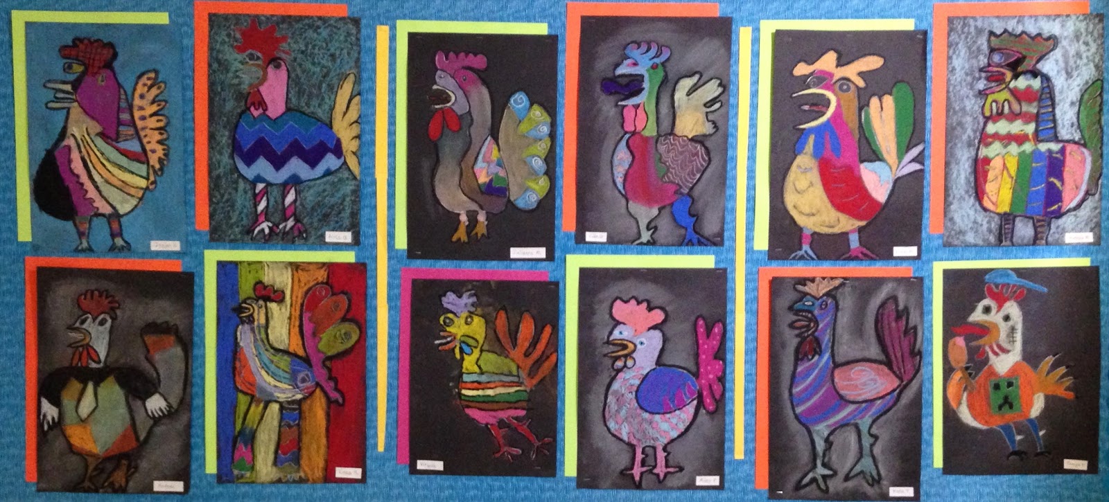Harrington Art Class, Chelmsford: 4th Grade Picasso Cubist Roosters