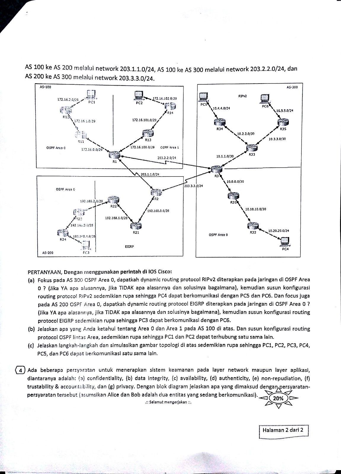 Blognya Irsal Shabirin: Soal UAS Network Security - S2 IT PENS Semester 2
