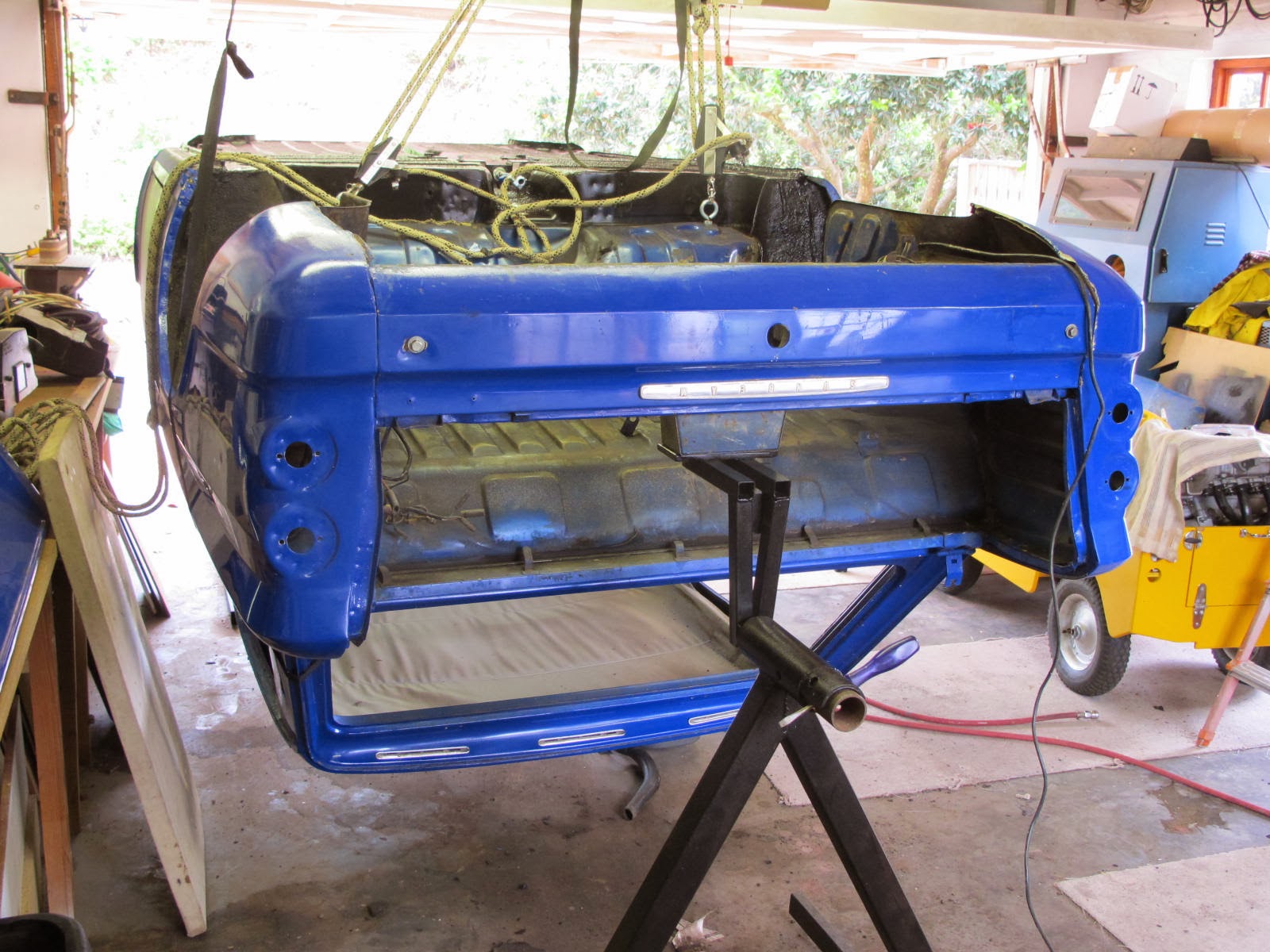 CKD Boats - Roy Mc Bride: Hillman Imp body shell turning rig