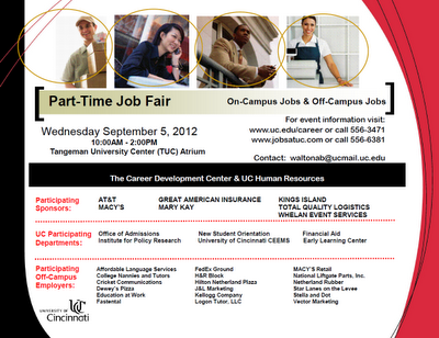 RAPP: UC's Social Justice Forum: Part-Time Job Fair - Sept 5th!