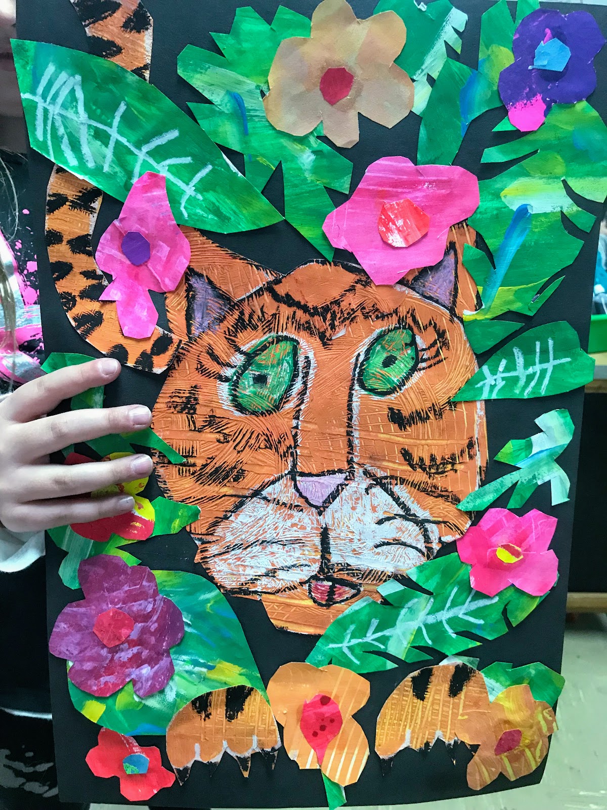 Elements of the Art Room: 3rd Grade Painted Paper Tiger Collage