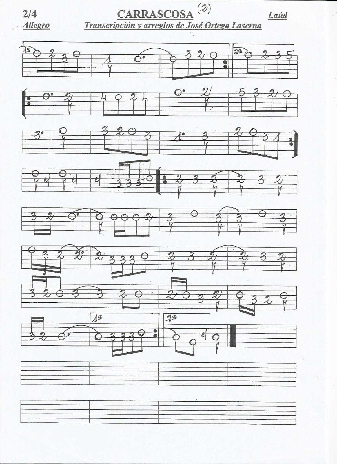 PARTITURAS EN CIFRA PARA BANDURRIA Y LAÚD DE JOSÉ ORTEGA LASERNA ...
