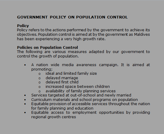 Topic 09: Population - Government Policies on Population Control
