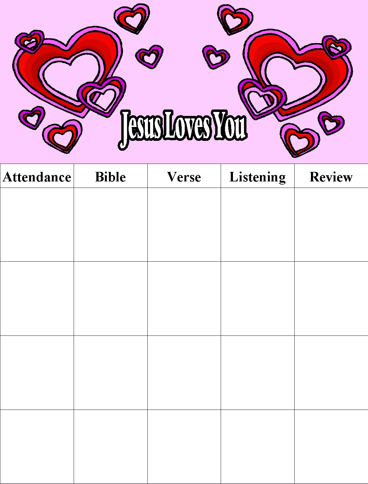 Children's Gems In My Treasure Box: February Attendance Chart And ...