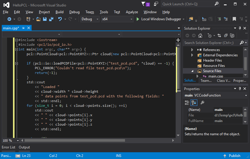 dominoc925: Set up Visual Studio to use the All-in-one Point Cloud ...