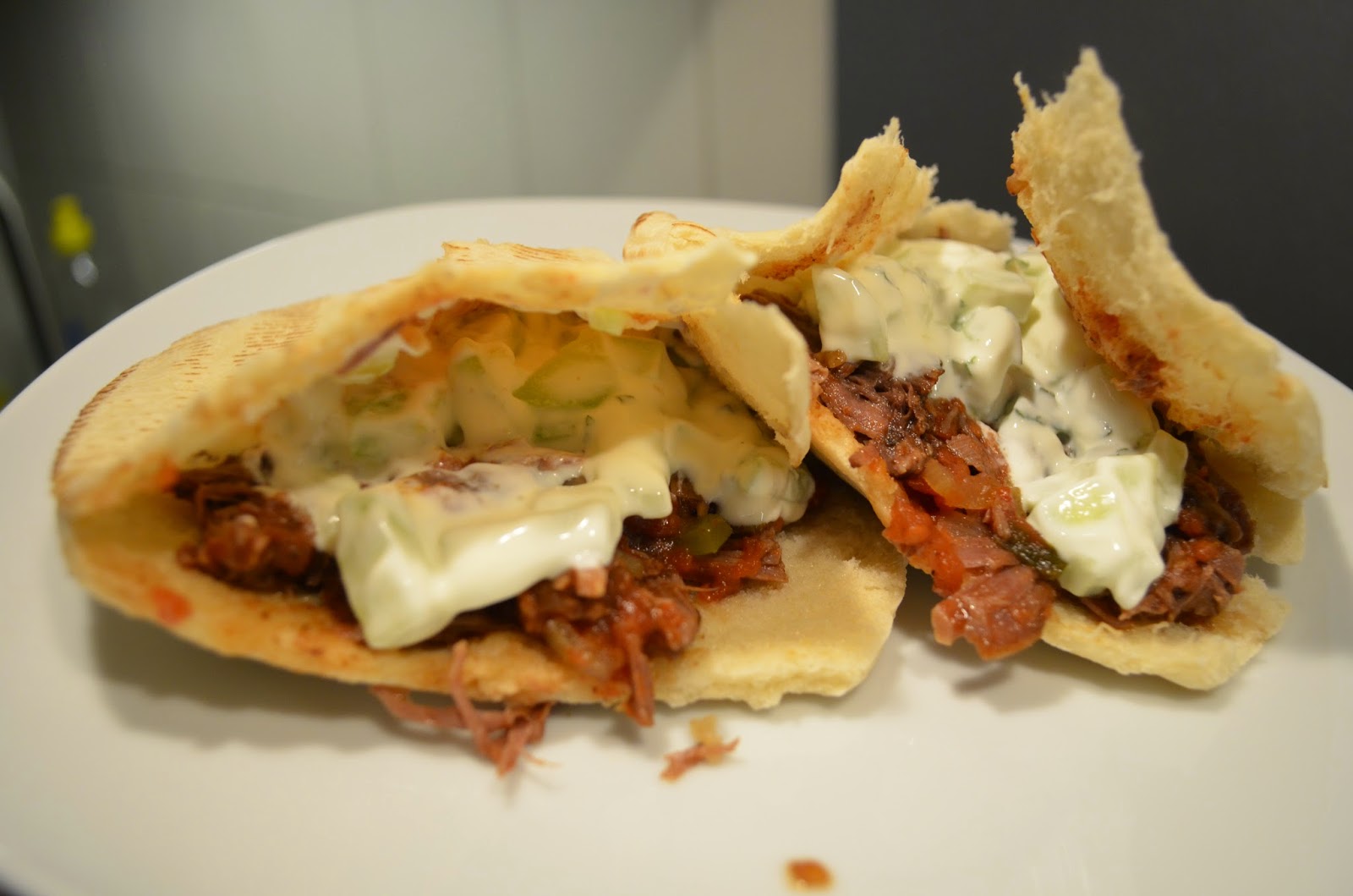 Slow Cooker African Pulled Beef Sandwiches with Yoghurt-Mint Sauce ...