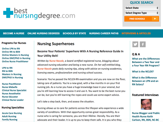 Nurse Nacole Nursing Resources: Written Articles
