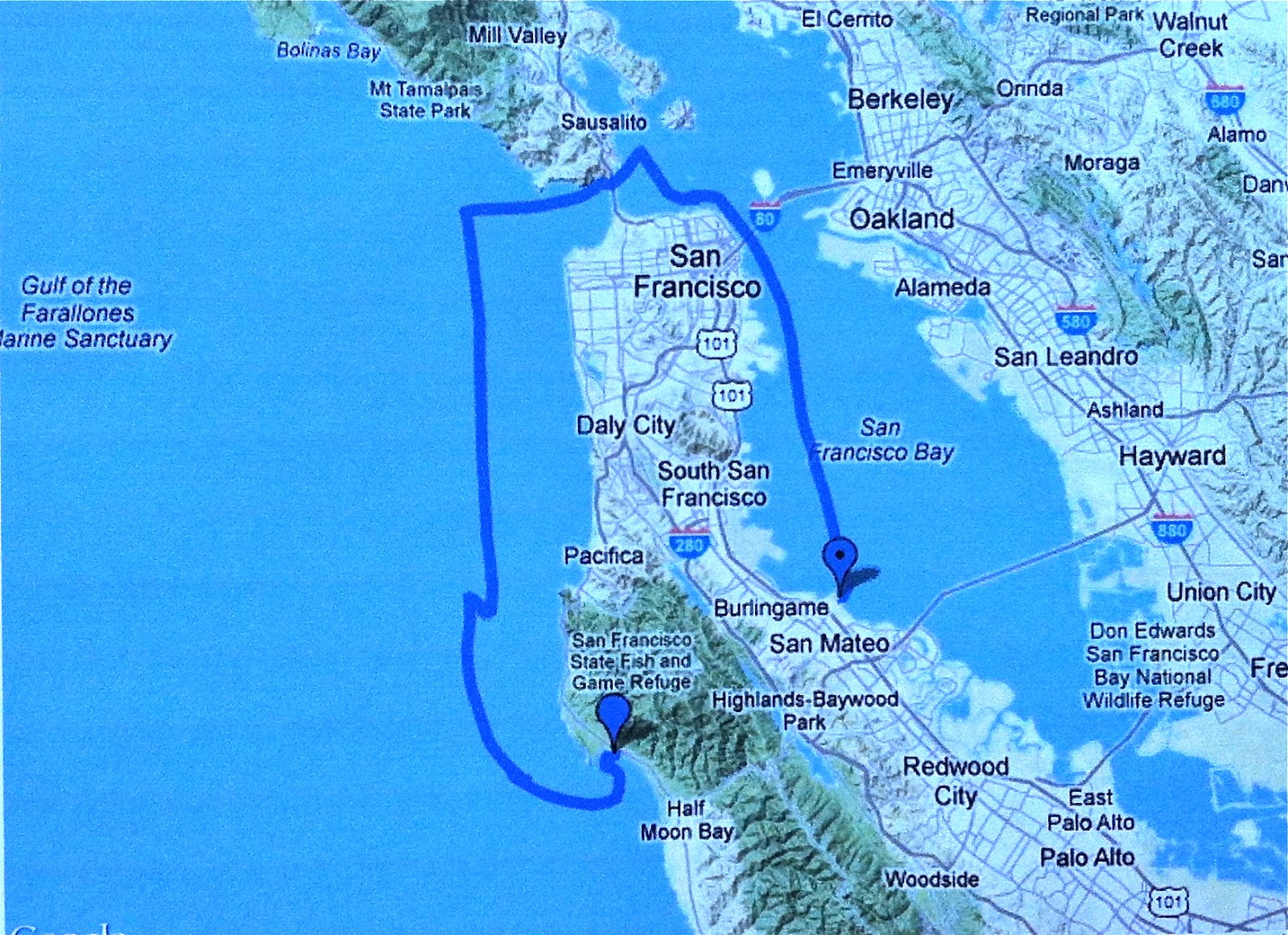 Bluewater Coastal Cruising: Map Summary, San Francisco to San Diego