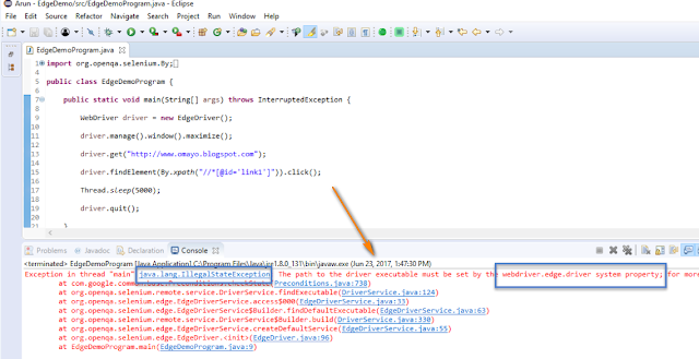 Selenium By Arun Selenium 3 And Edge Browser Executing