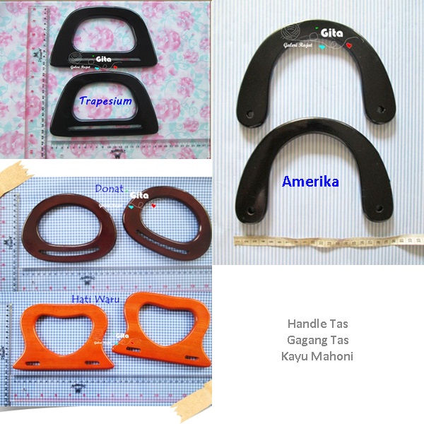 Gita Galeri Rajut: Handle Tas Kayu Mahoni Type A, Gagang Tas Kayu ...