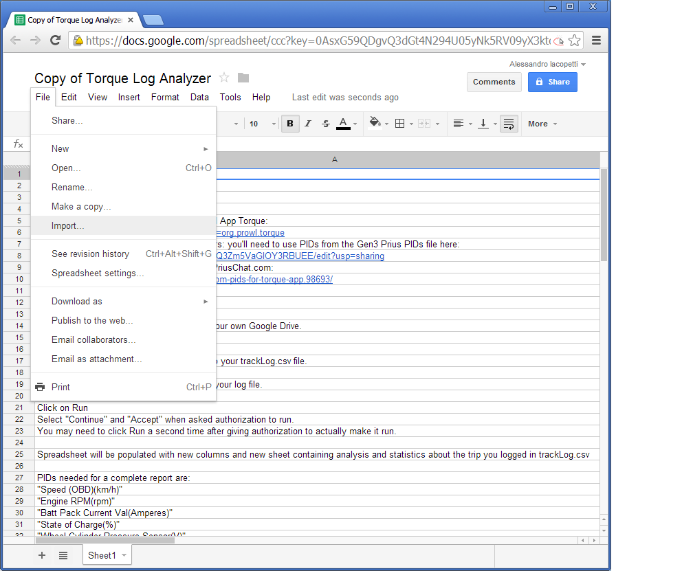 Torque Log Analyzer: Use Torque Log Analyzer as a stand-alone sheet