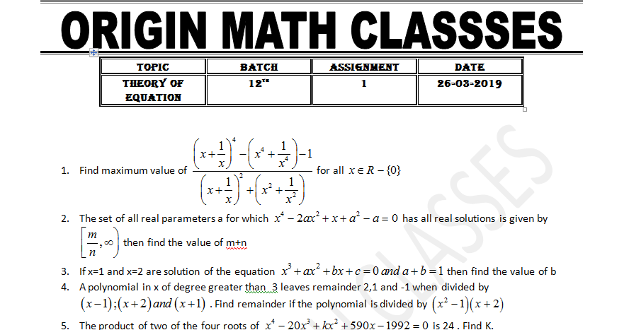 - Origin Math Classes