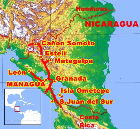Ruta y gastos por Nicaragua.