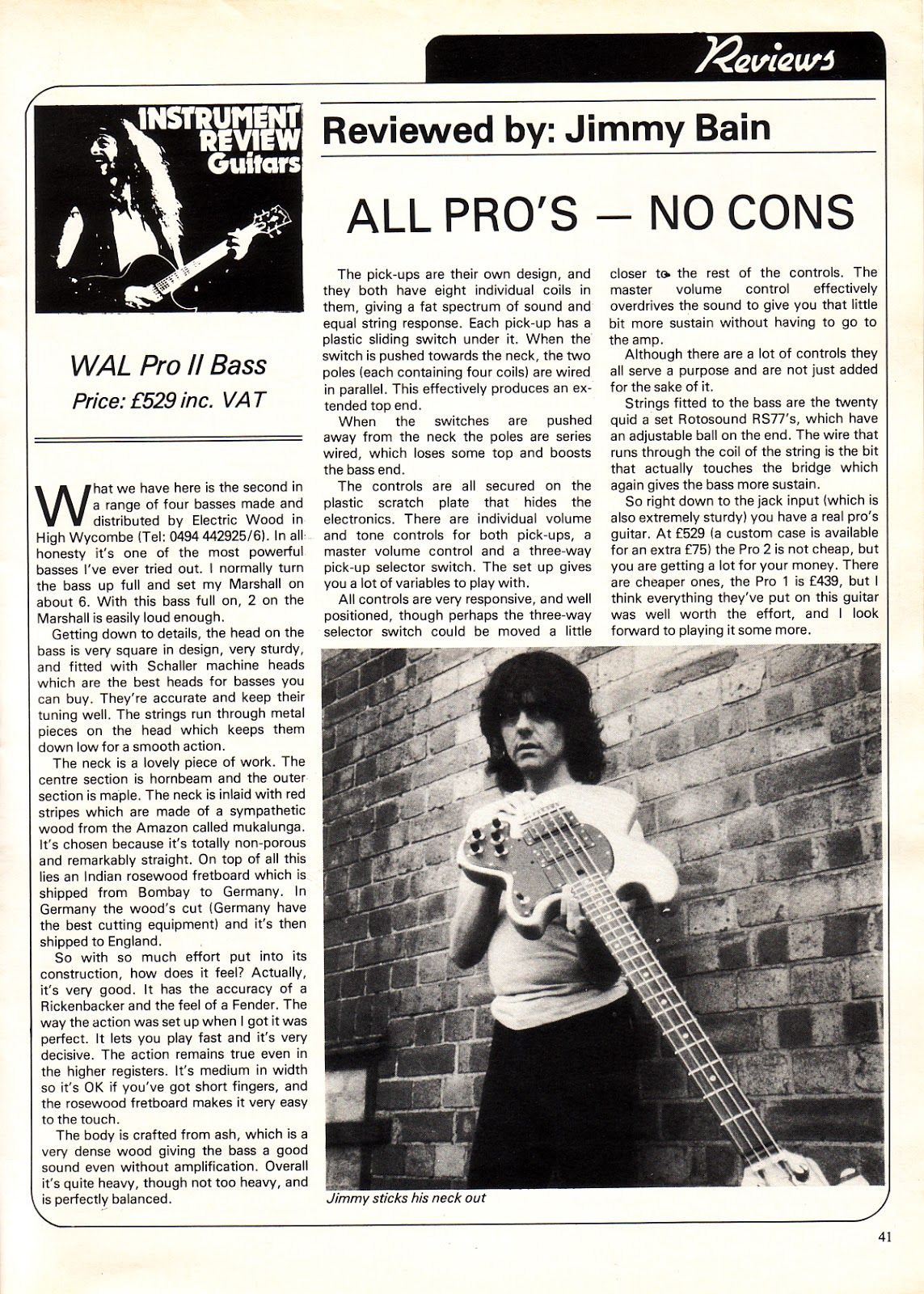 A HISTORY OF WAL BASSES: Pro Bass series