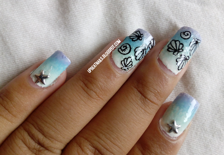 Sea Shells Nails - Upbeat Nails | Nail Art Blog