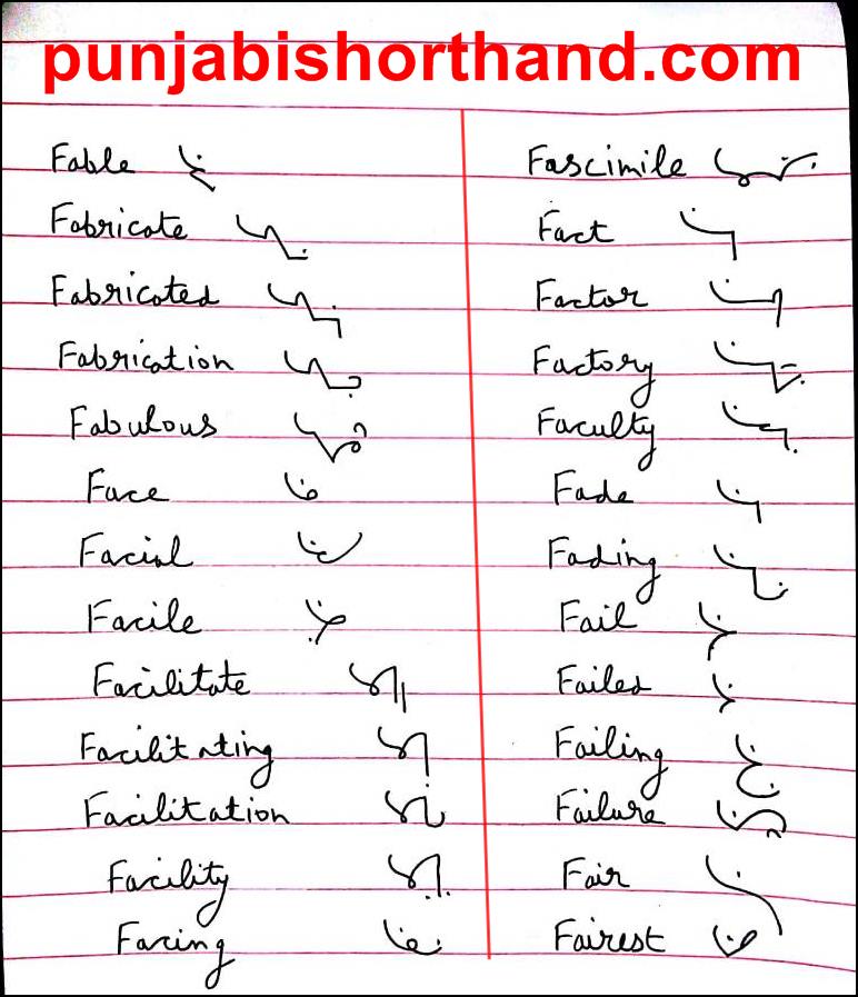 English Shorthand [F] Alphabet Outlines