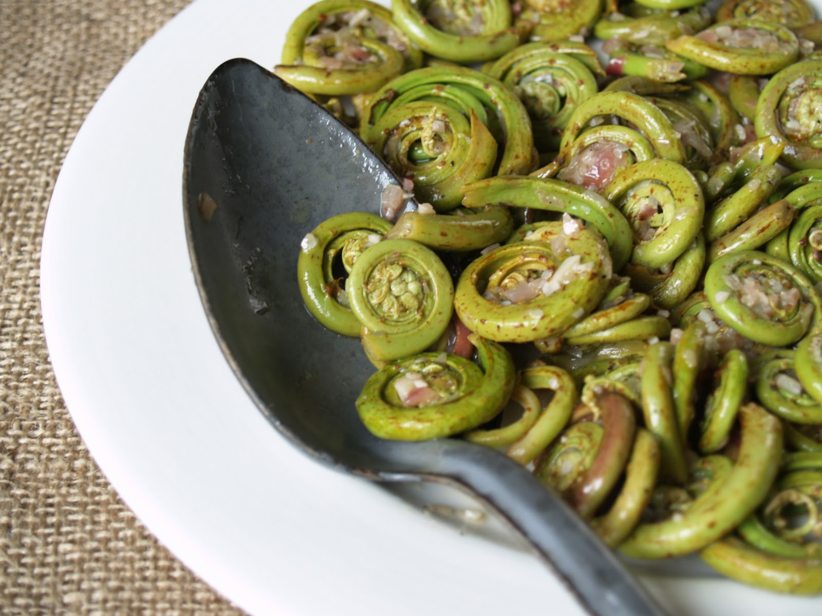 Persimmon and Peach: Sauteed Fiddlehead Ferns with Garlic & Lemon