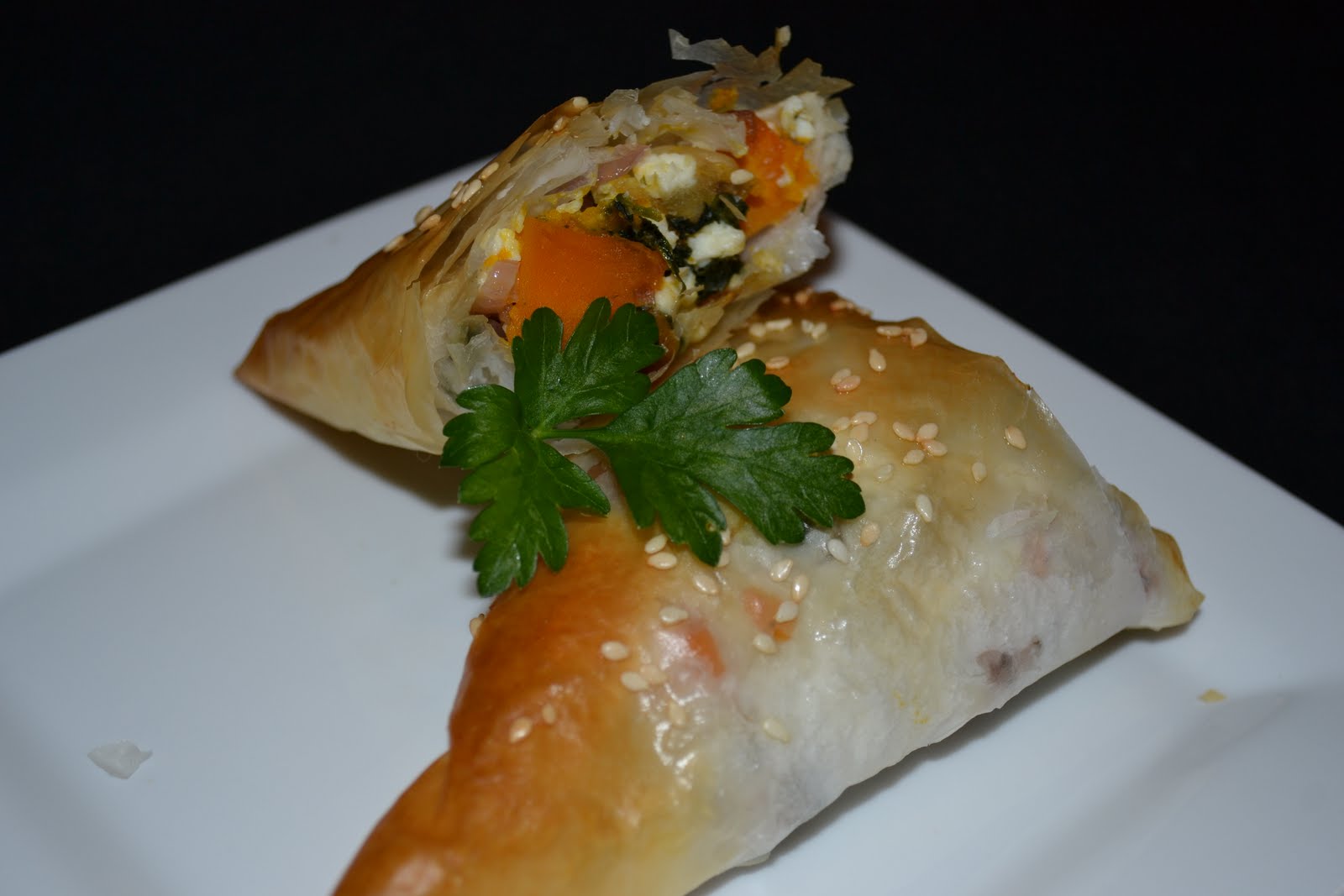 Inspired Foodie: Pumpkin and Feta Filo Parcels