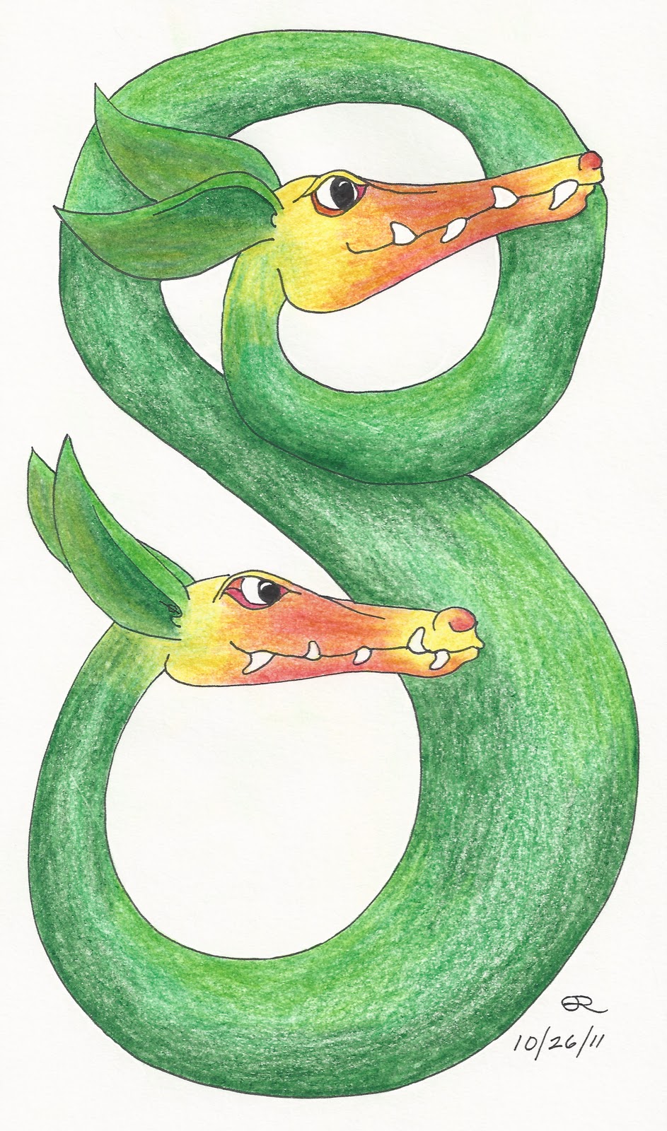 Mom5Kids: Sketch #39 Two Headed Water Dragon