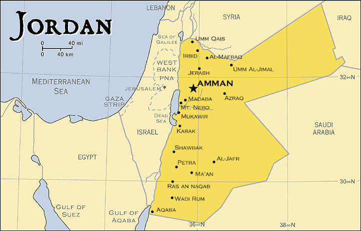 Jordan Map Political Regional | Maps of Asia Regional Political City