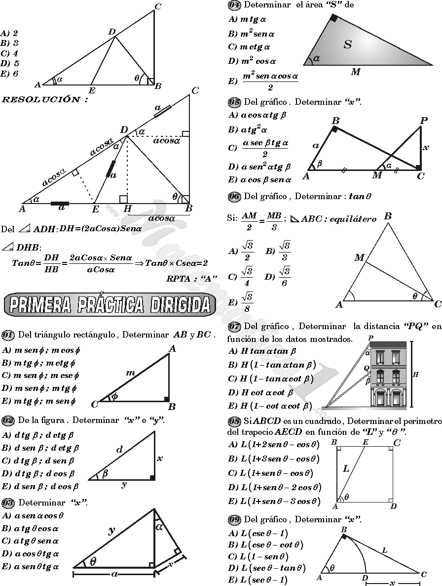 RESOLUCION DE TRIANGULOS RECTANGULOS PROBLEMAS RESUELTOS PDF