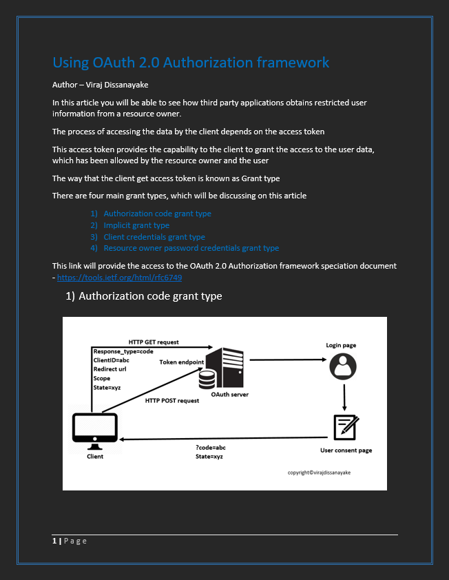 Using OAuth 2.0 Authorization framework