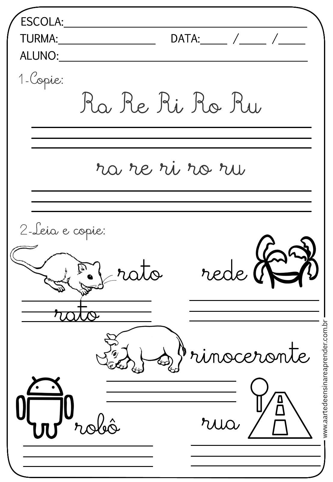 Atividade Letra R Cursiva - BRAINCP