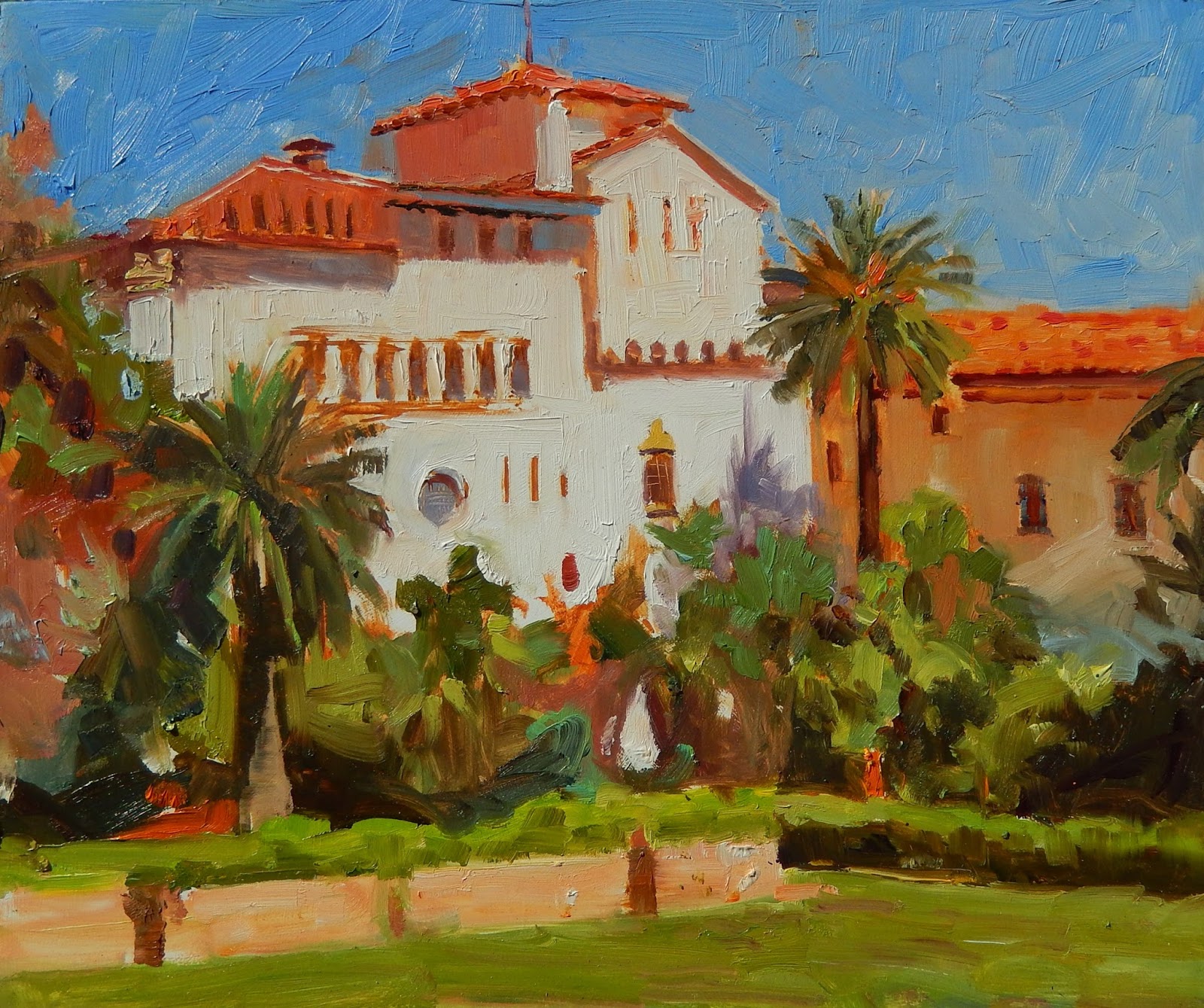 in plein air: "Santa Barbara Courthouse" California oil painting by ...