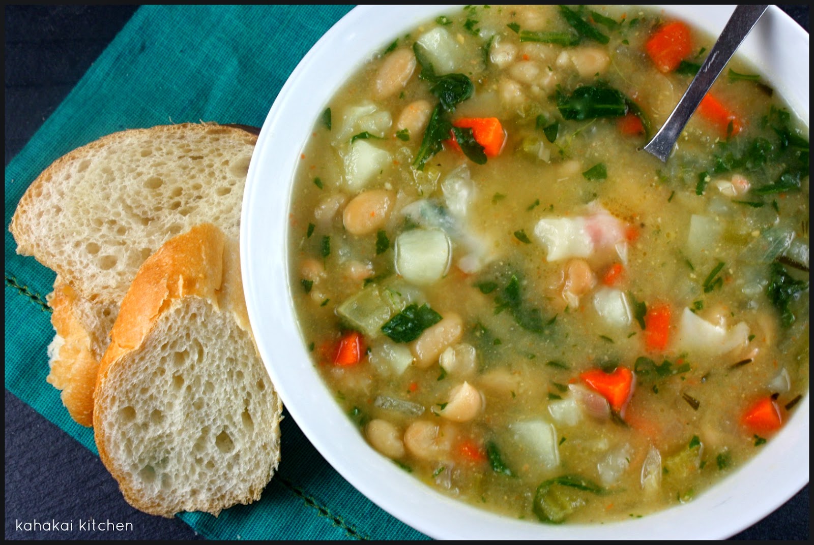 Kahakai Kitchen: White Bean, Potato and Baby Arugula Soup: Use it Up ...