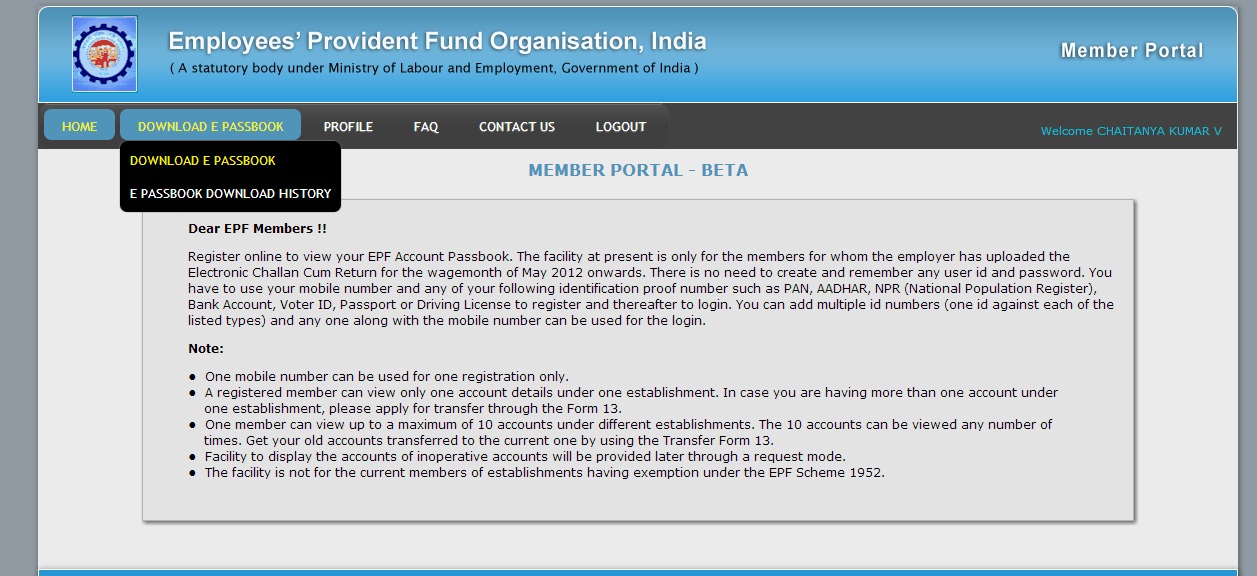 Chaitanya Kumar Vummethala: Online PF Statements - Excellent Initiative ...